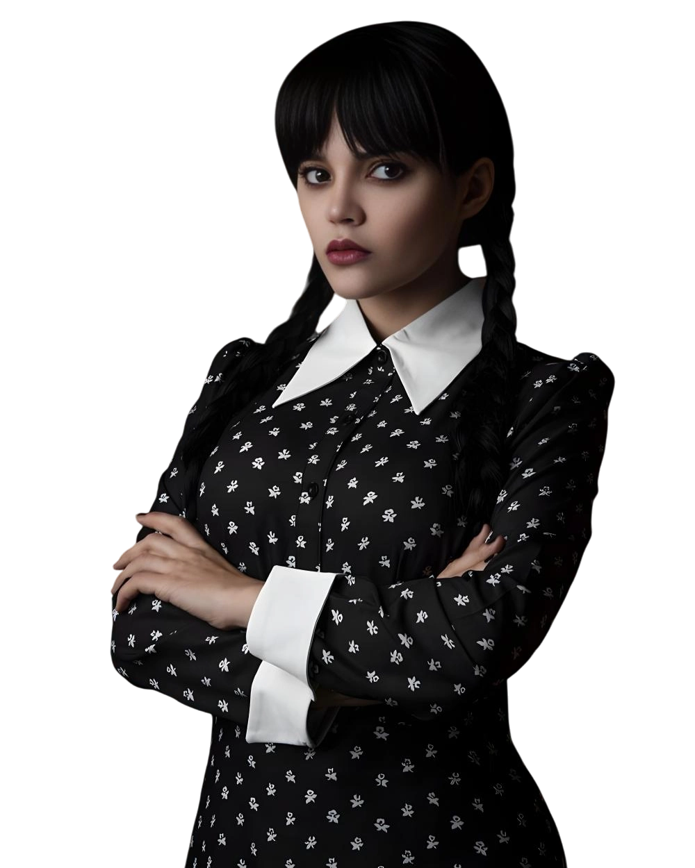 Adult Black and White Gothic Peter Pan Collar Dress